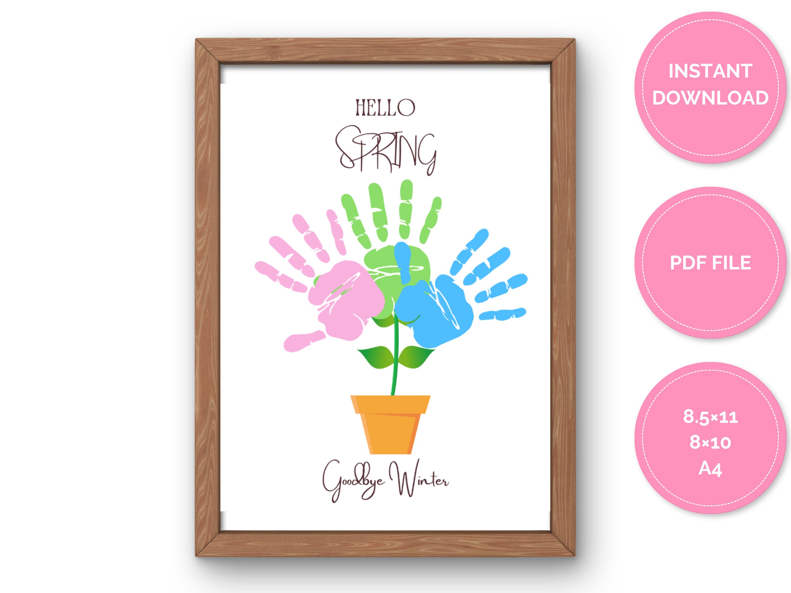 First Day of Spring Flower Handprint Art Crafts, Flowerpot Handprint ...