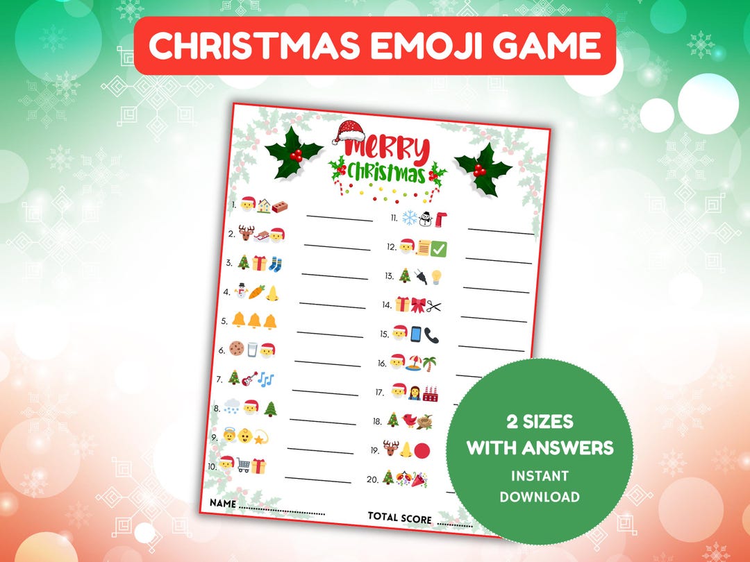Christmas Emoji Pictionary Game Printable, Kids Teens Emoji Pictionary ...