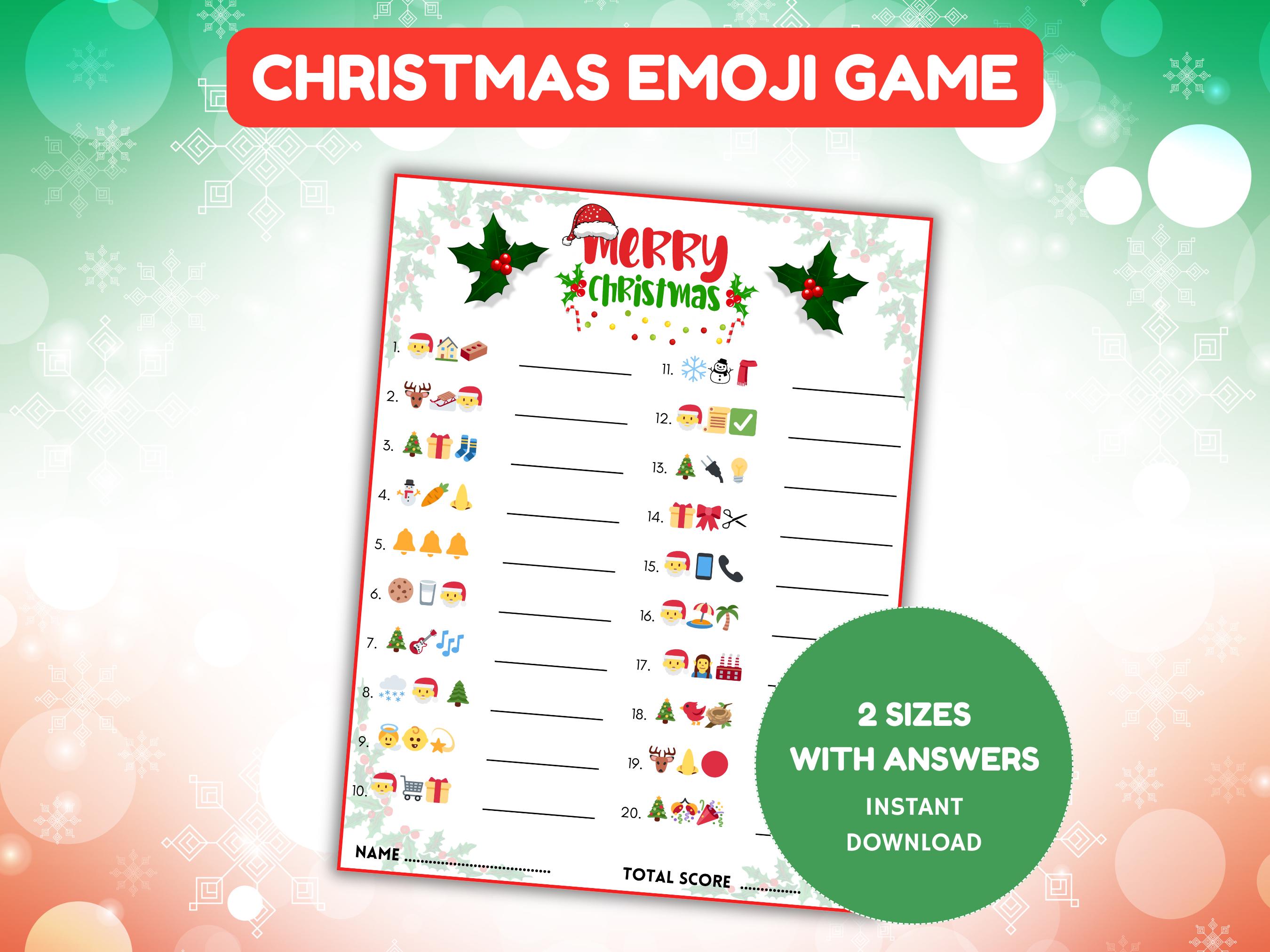 Christmas Emoji Pictionary Game Printable, Kids Teens Emoji Pictionary ...