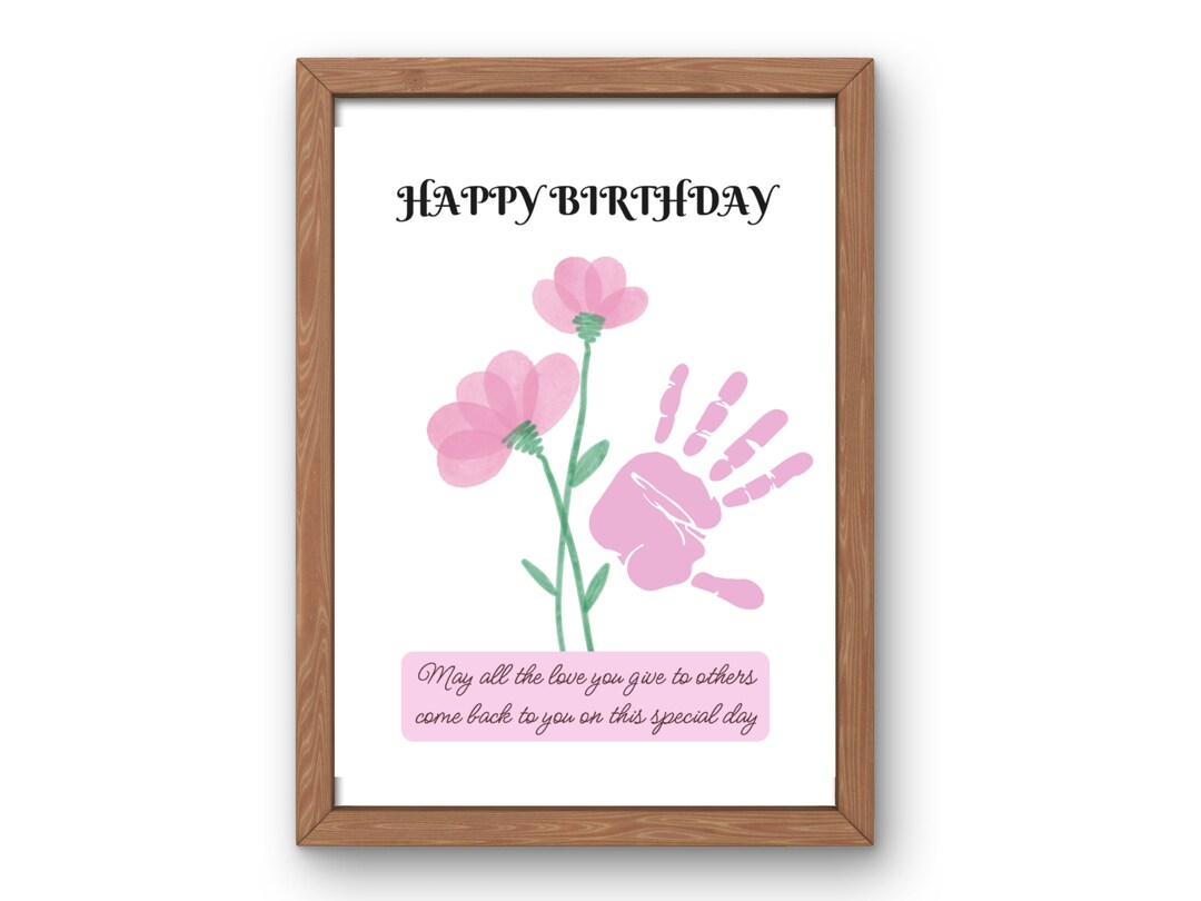 Birthday Handprint Art, Printable Gift From Kids, Handprint Art for Mom ...