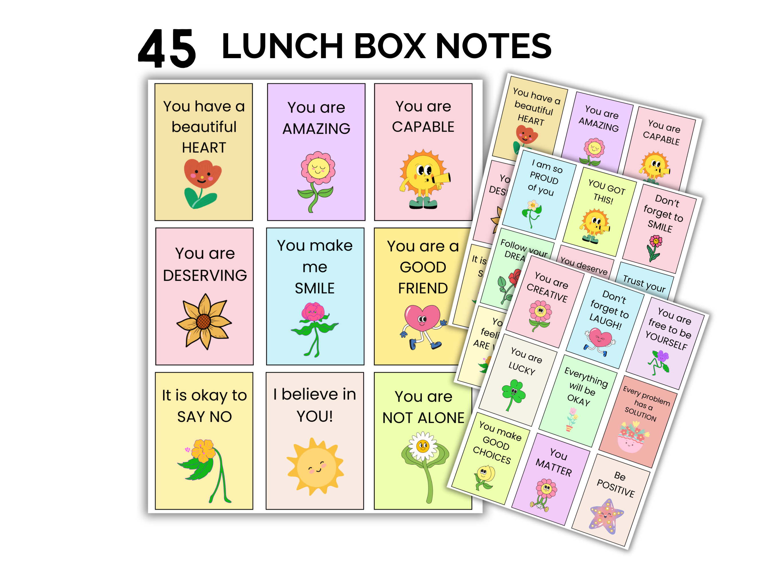 Lunchbox Notes Printable Motivational Notes for Teens Positive ...