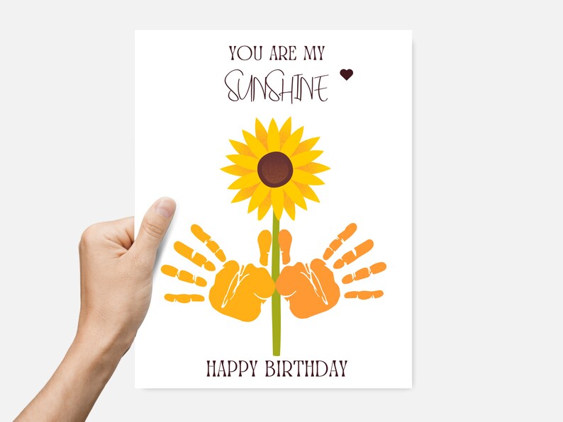 Happy Birthday Handprint Art, Custom Birthday Gift, Sunflower Hand ...
