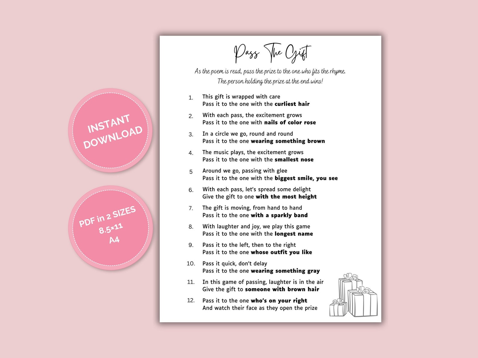 Ladies Night Games, Pass the Gift Poem, Left Right Game, Pass the ...
