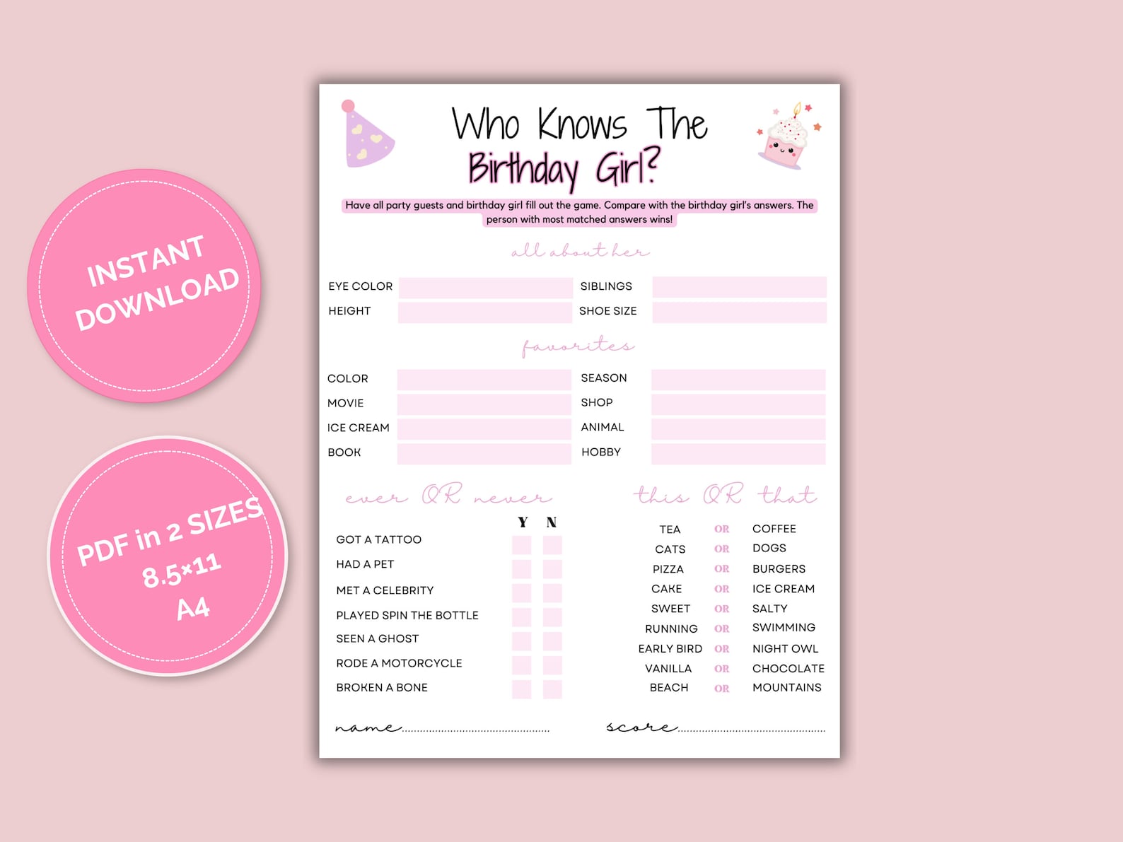 Who Knows the Birthday Girl Best How Well Do You Know the Birthday Girl ...