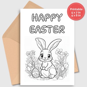 Printable Easter Coloring Card | Easter Card for Kids to Make | Easter ...
