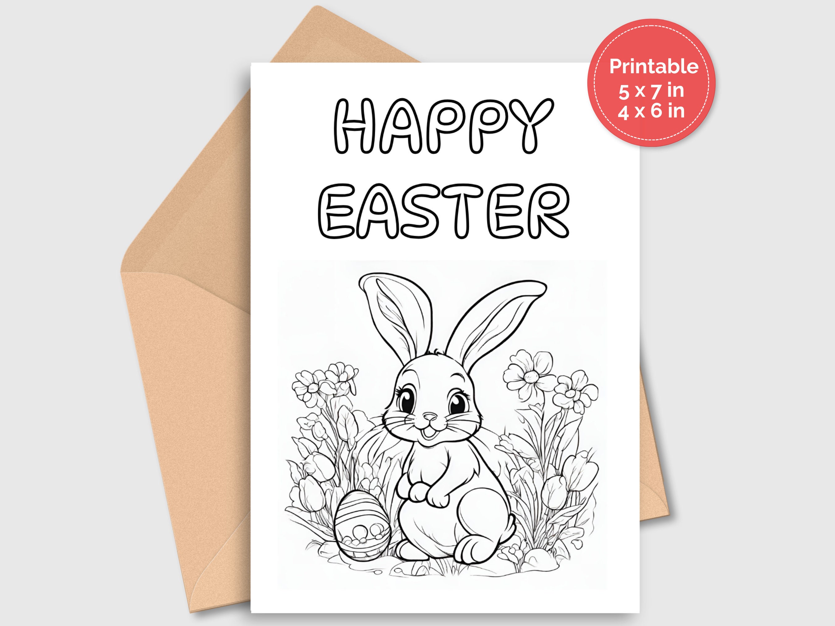 Printable Easter Coloring Card | Easter Card for Kids to Make | Easter ...