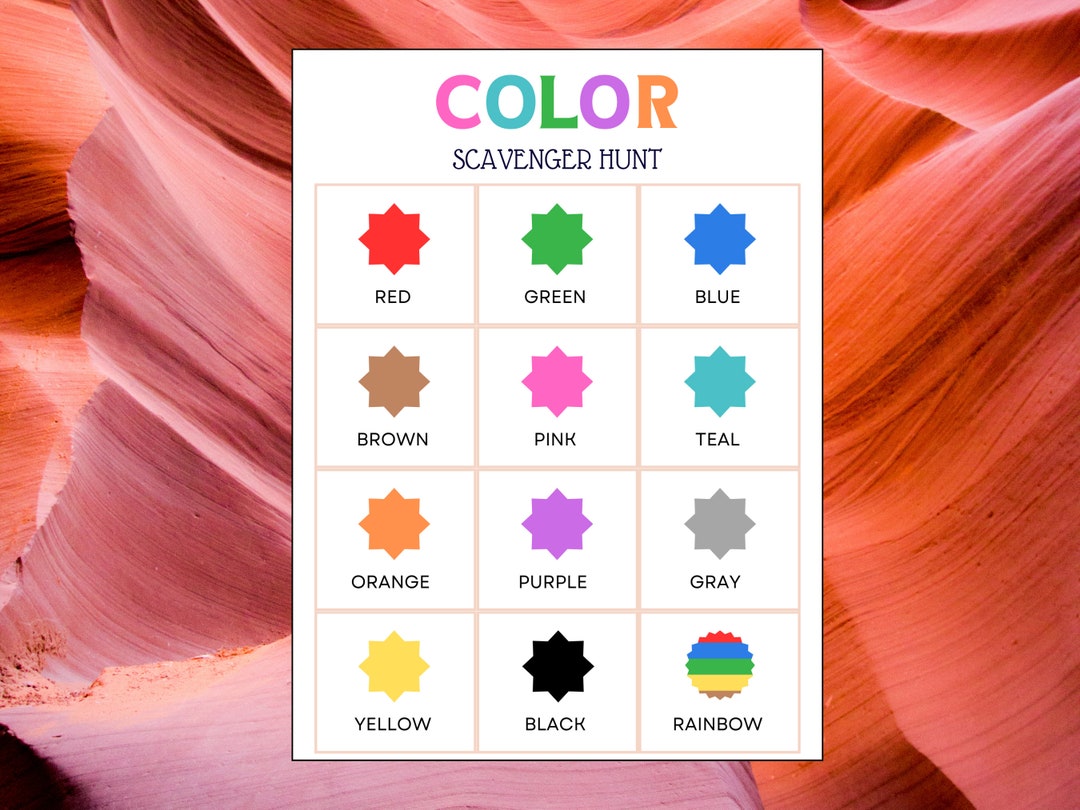 Color Scavenger Hunt, Outdoor Scavenger Hunt for Kids Toddlers ...