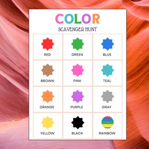 Color Scavenger Hunt, Outdoor Scavenger Hunt for Kids Toddlers ...
