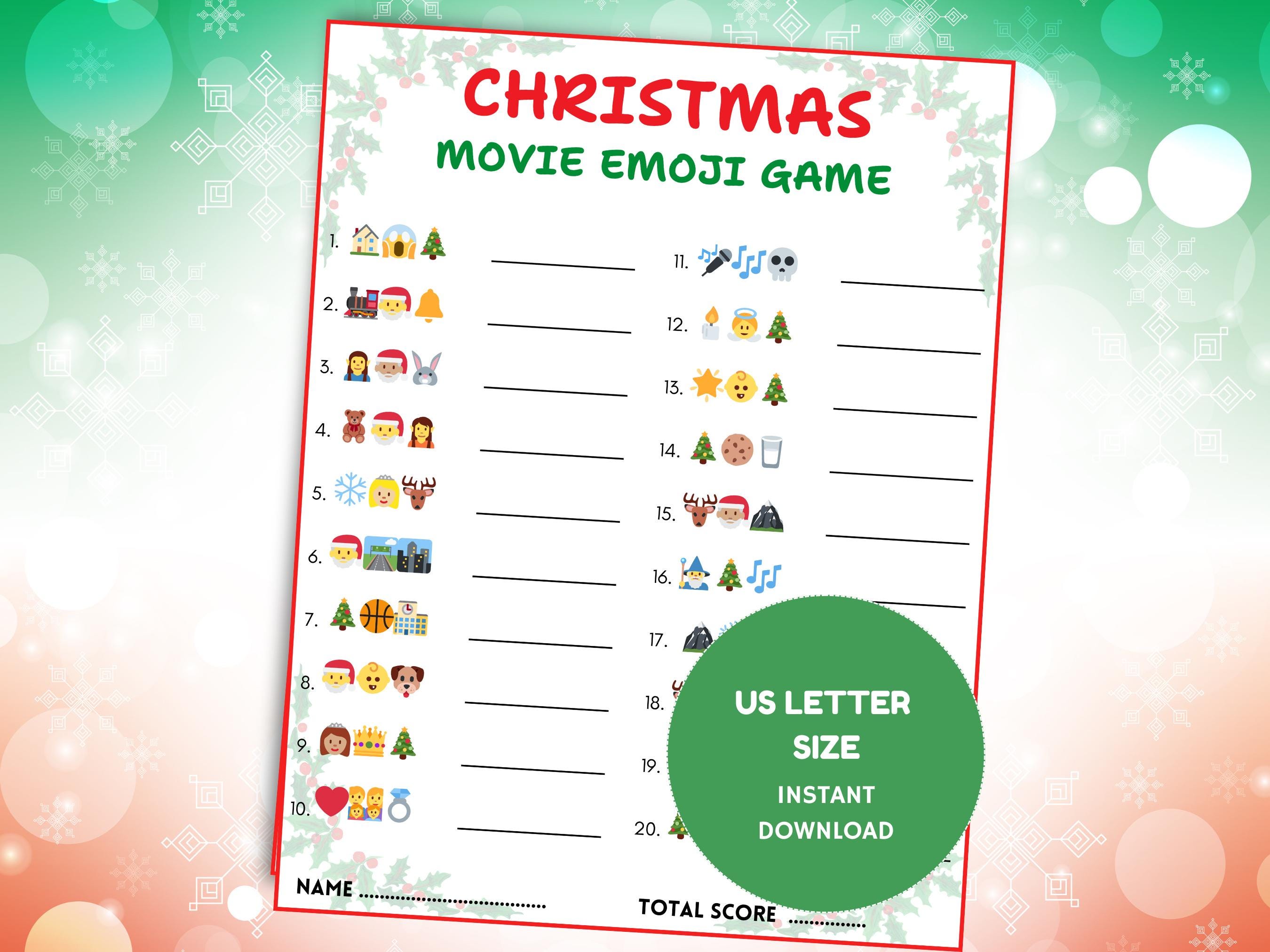 Christmas Movie Emoji Pictionary Game Printable Xmas Movie Guessing ...