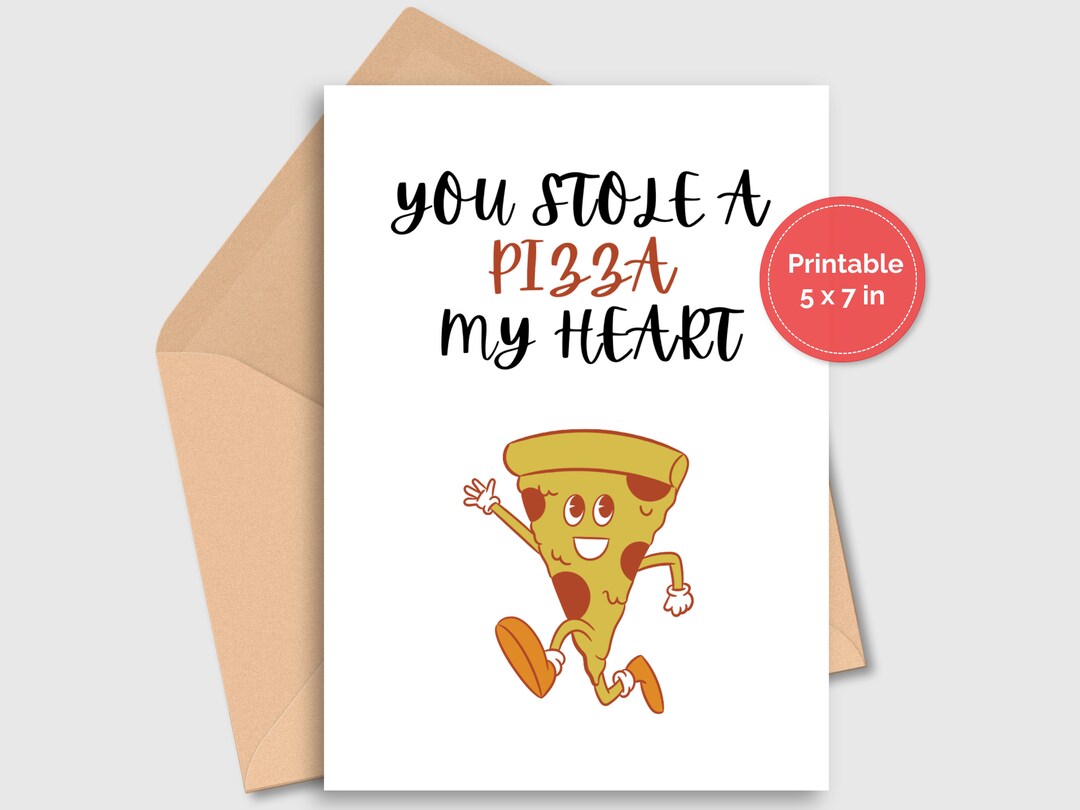 Funny Anniversary Pizza Card for Him Boyfriend Husband Pizza Heart ...