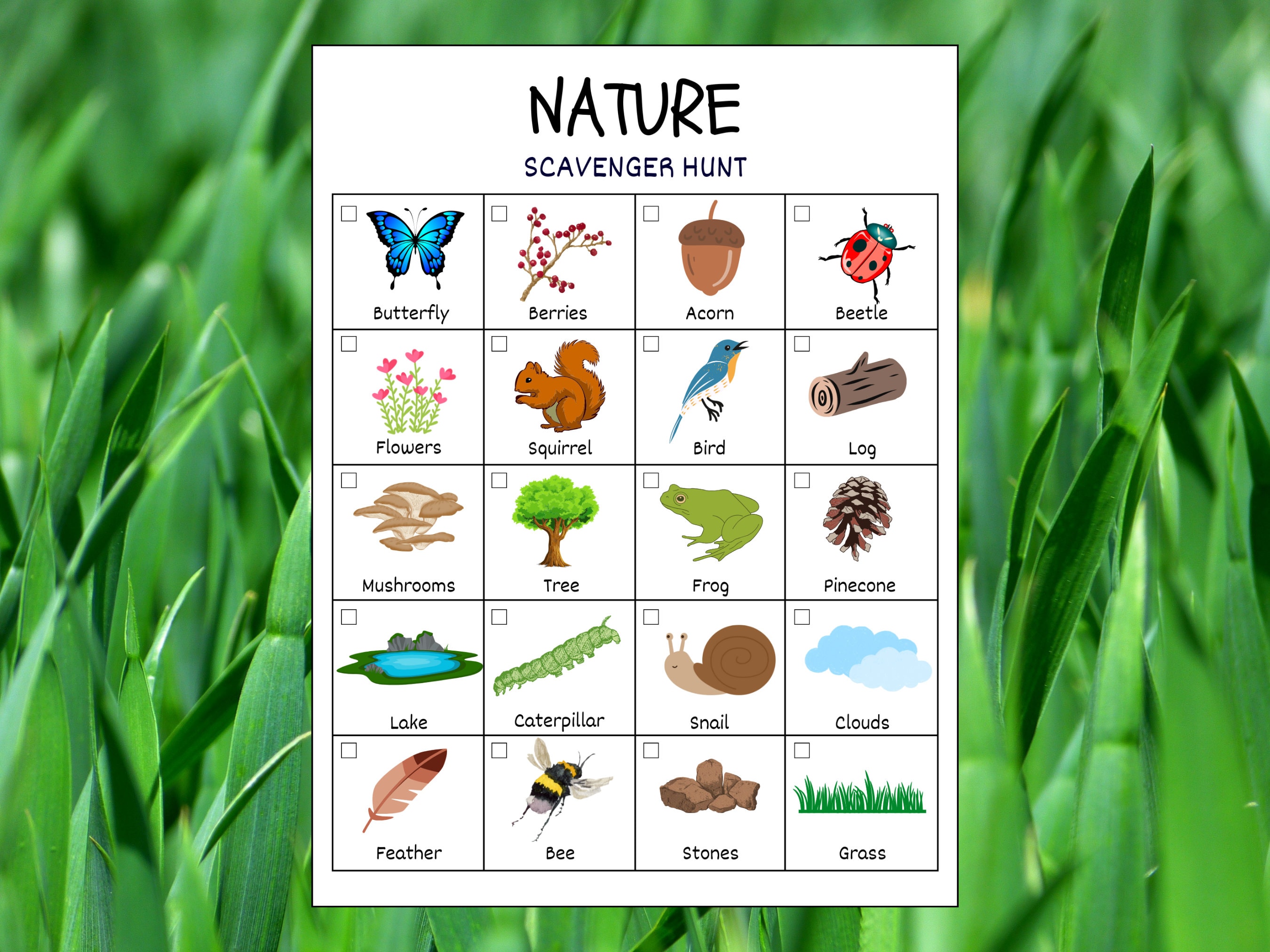 Nature Scavenger Hunt for Kids, Preschool Summer Activity, Outdoor ...
