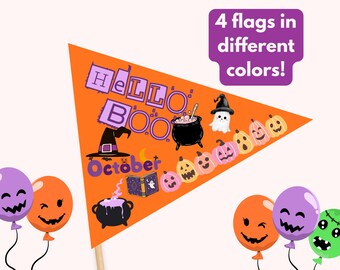 Printable Halloween Pennant Flags Halloween Gift Tag Boo Basket Flag ...