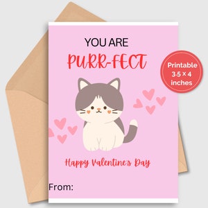 Printable Cat Valentine's Day Cards for Kids Kitten Valentine Card ...