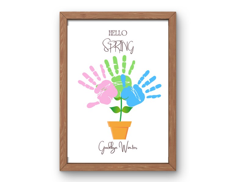 First Day of Spring Flower Handprint Art Crafts, Flowerpot Handprint ...