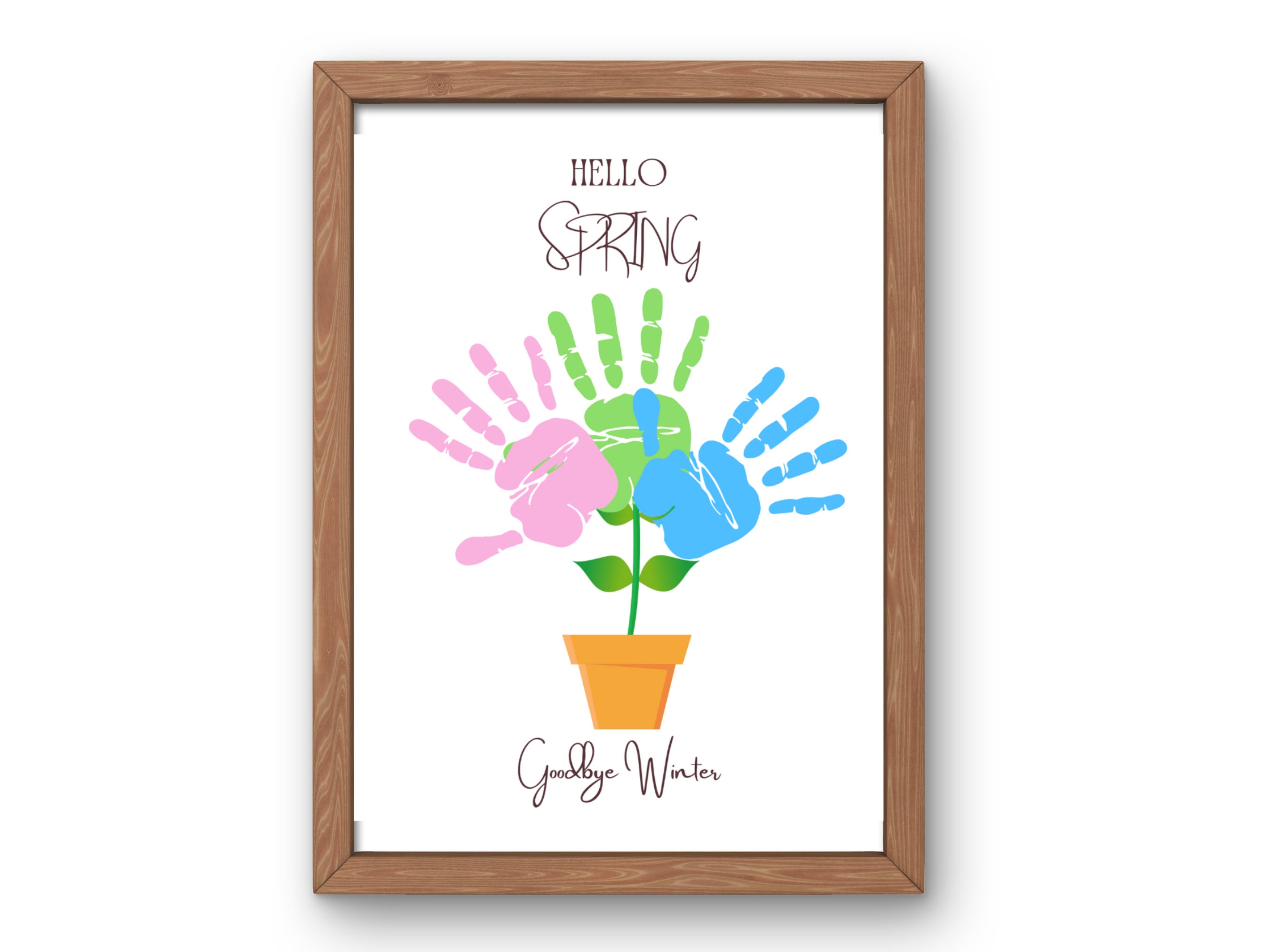 First Day of Spring Flower Handprint Art Crafts, Flowerpot Handprint ...