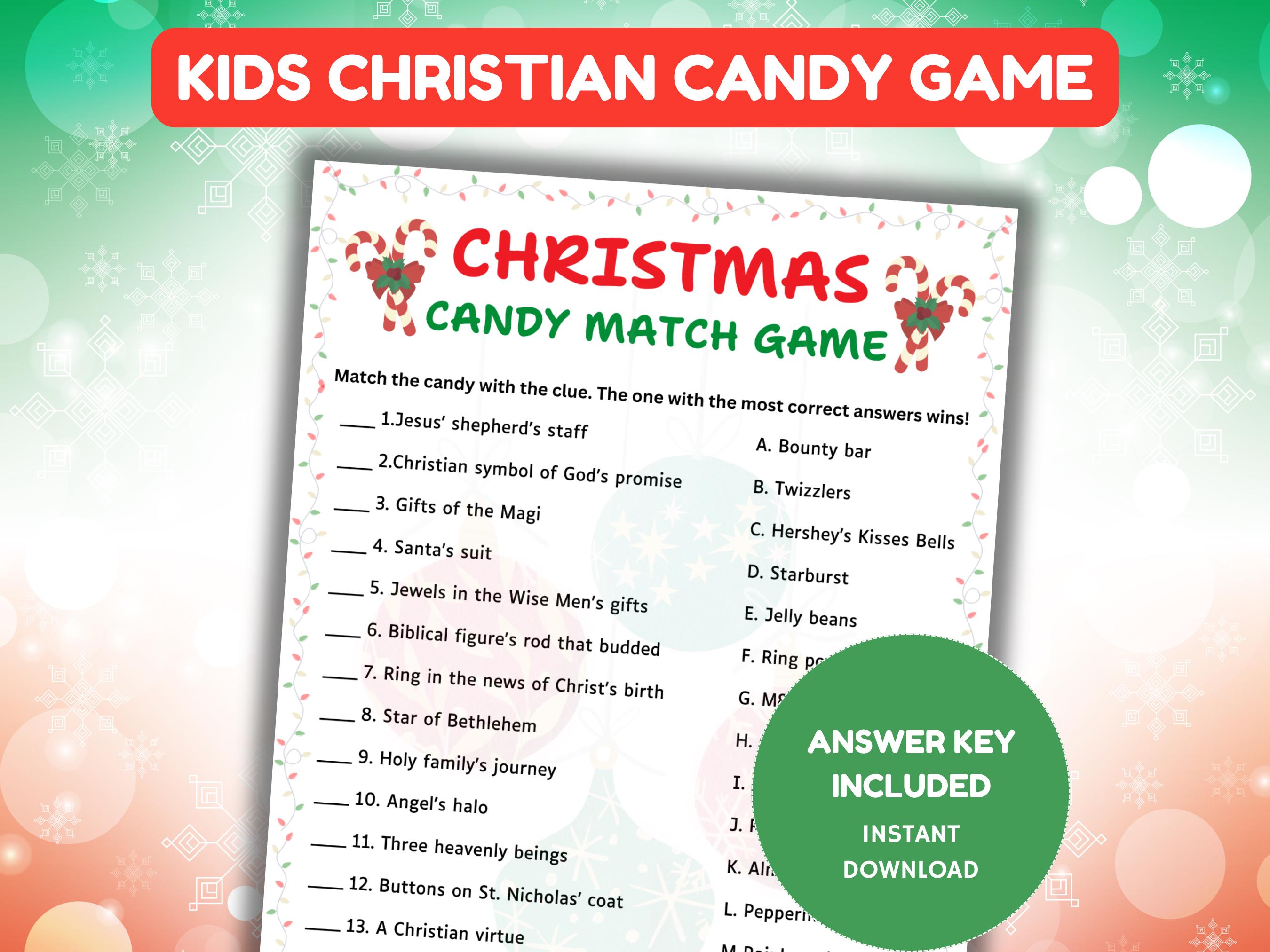Christian Christmas Candy Game, Bible Christmas Candy Match Kids, Xmas ...