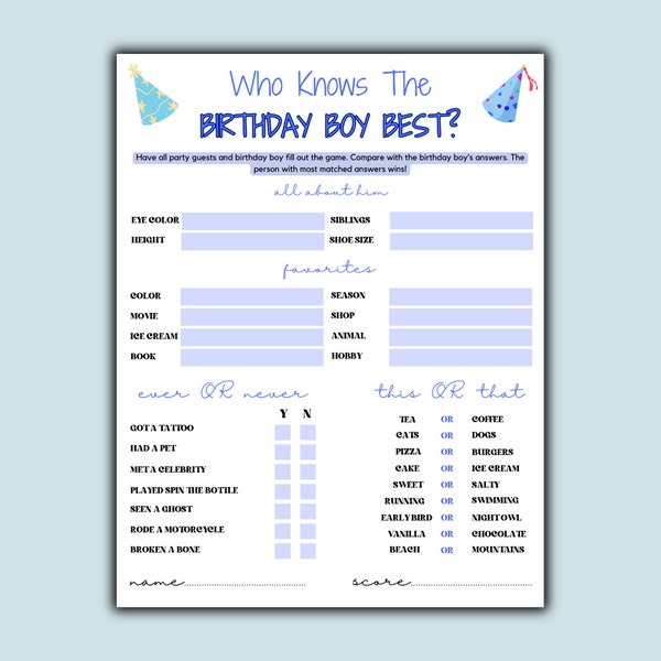 ¿qué tan bien conoces el juego del cumpleañero - Etsy España