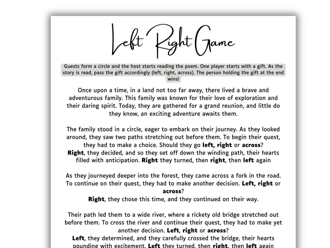 Pass the Gift Game Pass the Present Game Left Right Game, Right Left ...