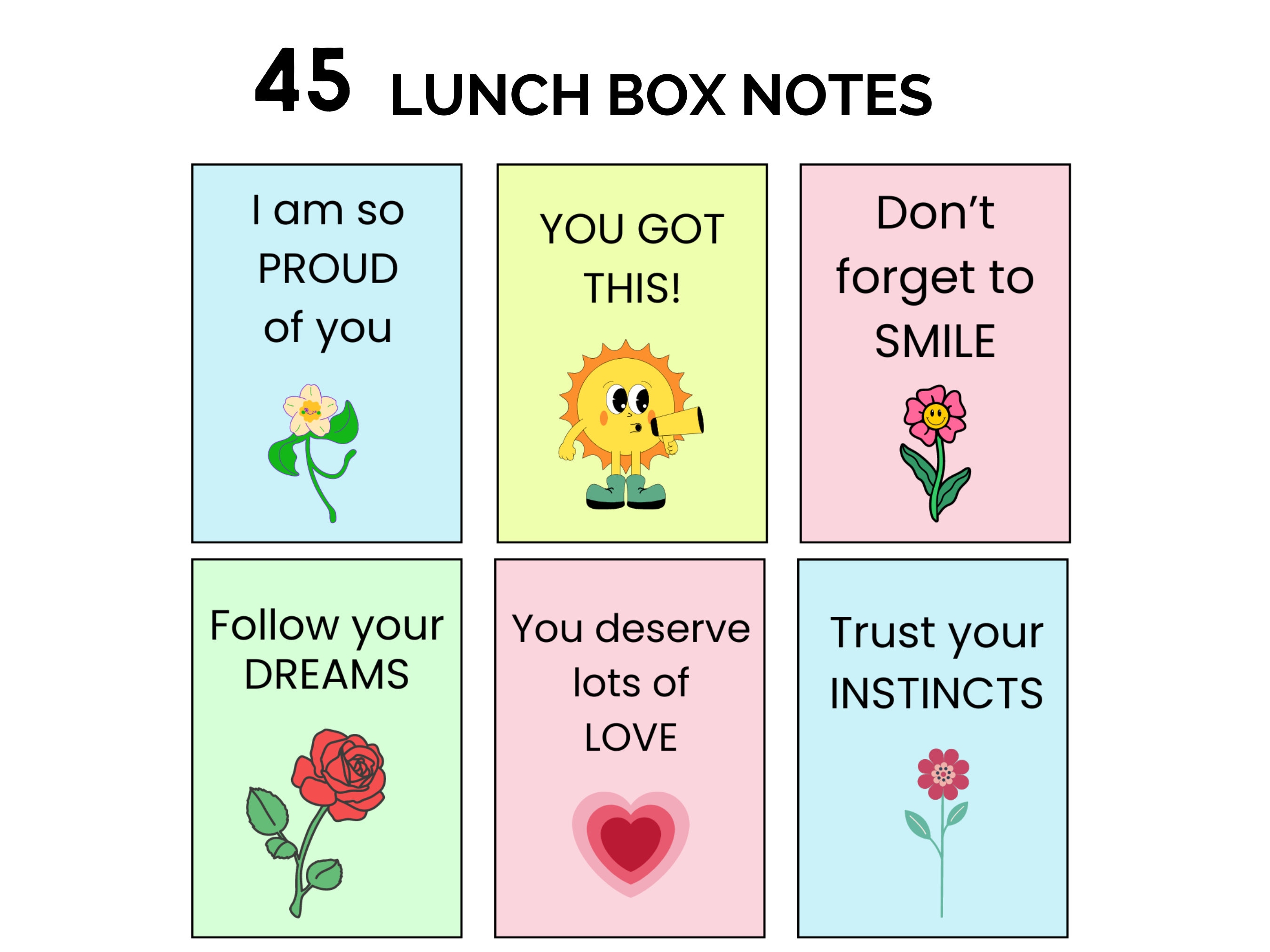 Lunchbox Notes Printable Motivational Notes for Teens Positive ...