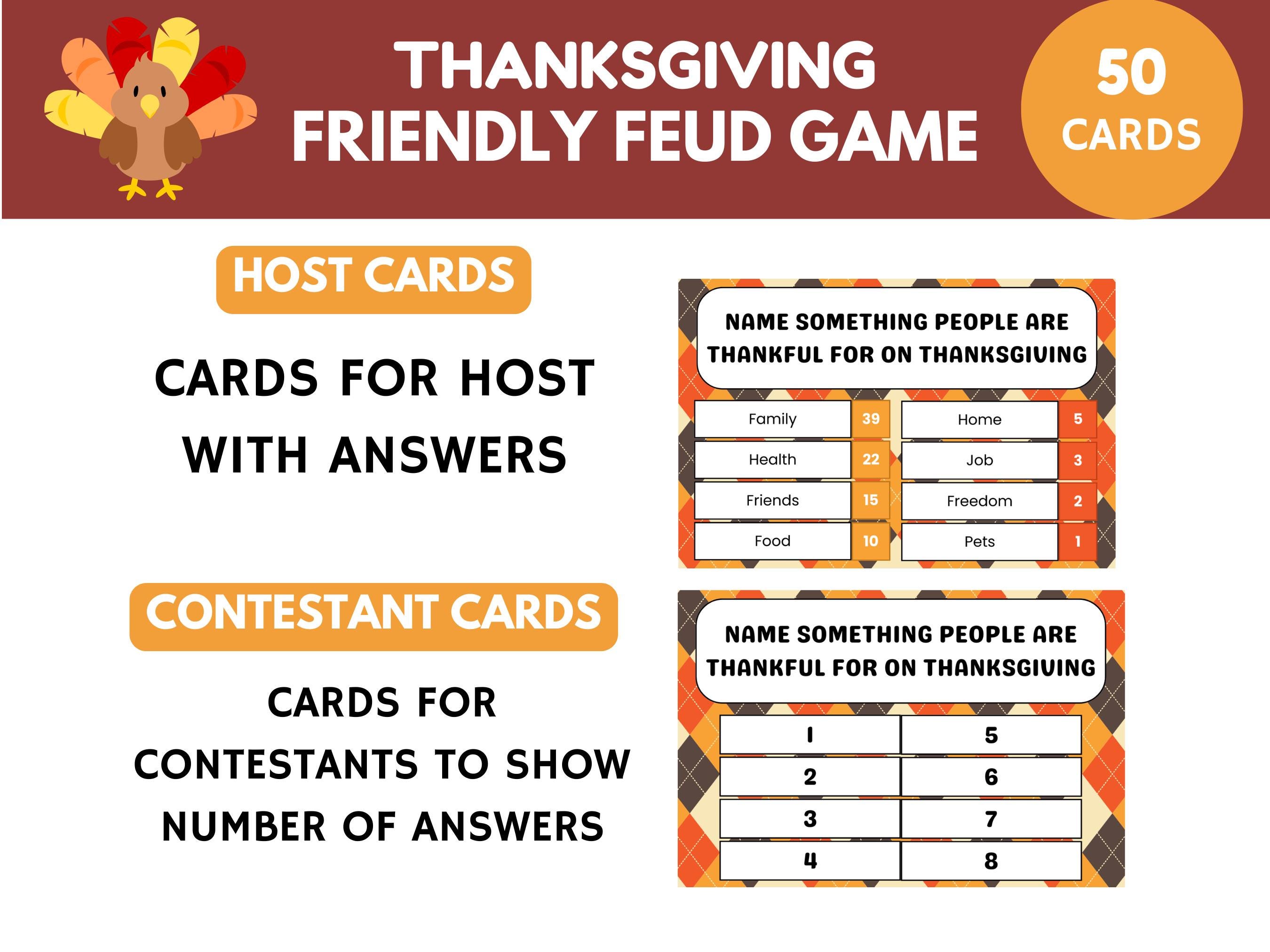 Thanksgiving Friendly Feud | Printable Thanksgiving Game | Fall ...