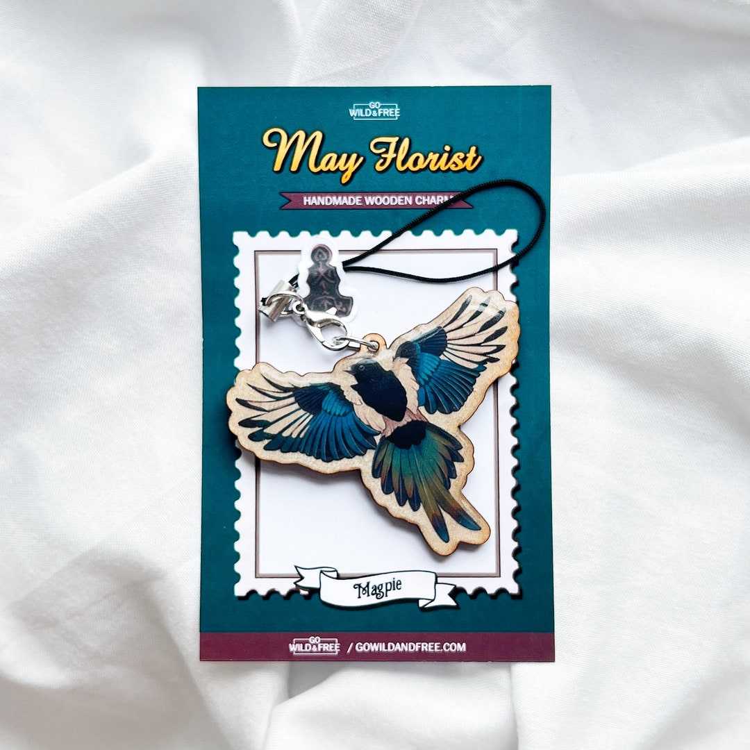 Charming Handmade Magpie Wooden Keychain – Unique Pet Lover Gift ...