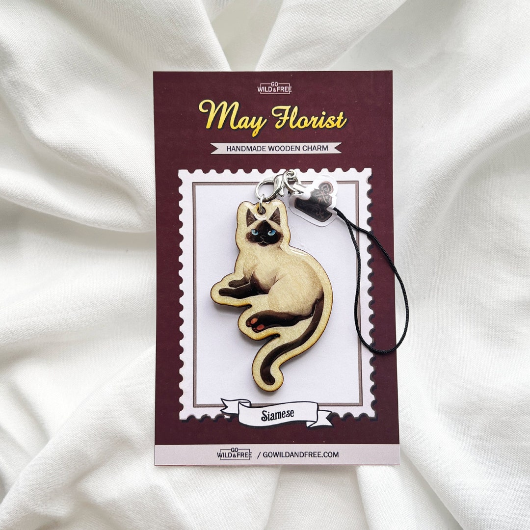 Cute Adorable Siamese Cat Handmade Wooden Charm Keychain - Etsy