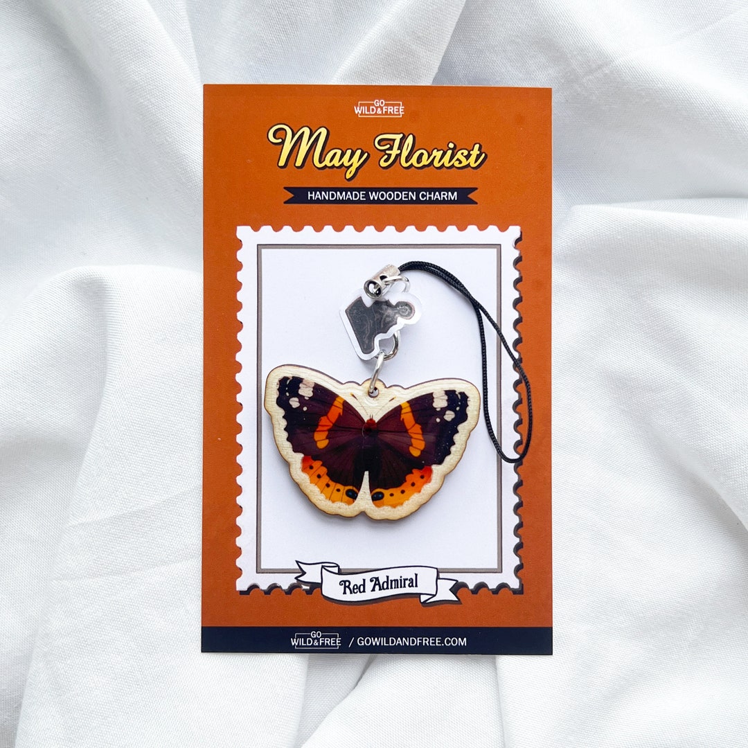 Charming Handmade Red Admiral Butterfly Wooden Keychain - Unique Lover ...