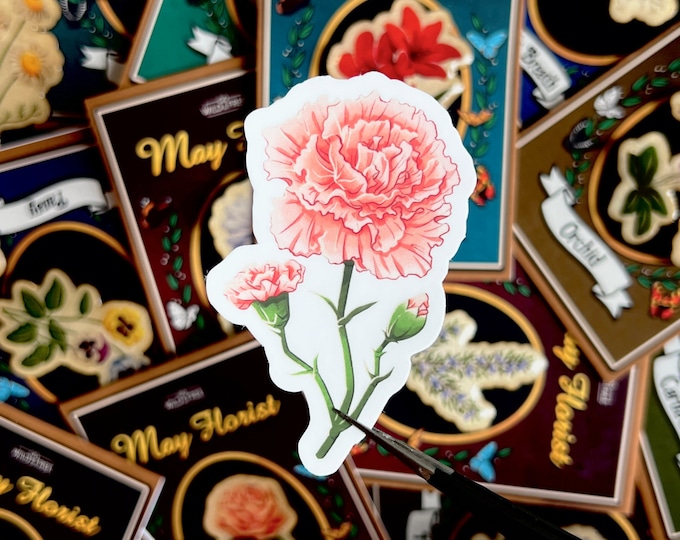 Carnation Stickers, Flower Vinyl Sticker Pack, Laptop Decals Vintage ...