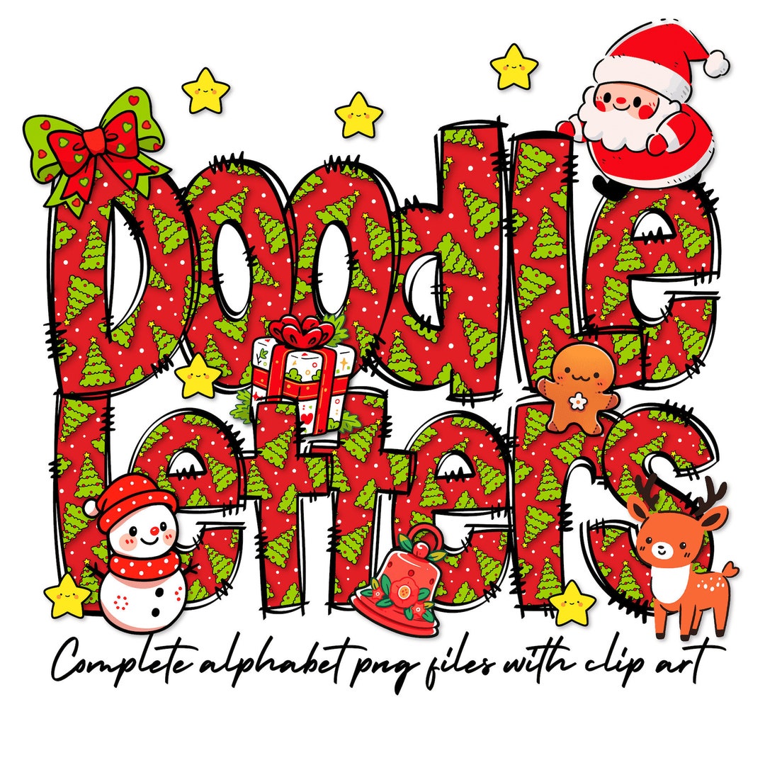 Festive Creativity : Christmas Clip Art Doodle Letters & - Etsy