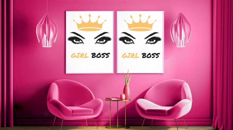 Digital Womens Wall Art, Printable Girl Boss Art , Grown Canvas, Queen Painting , Girly Home ...