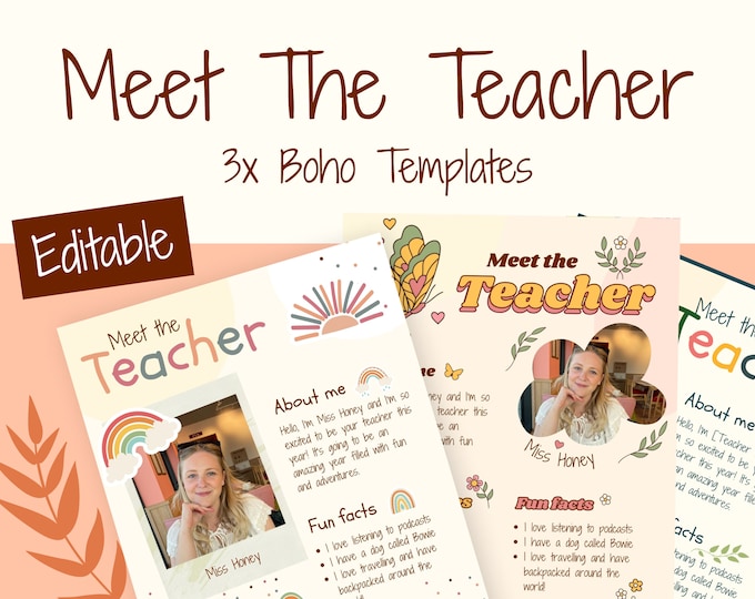 Meet the Teacher Templates | Editable Modern Boho Plants Decor - Etsy ...
