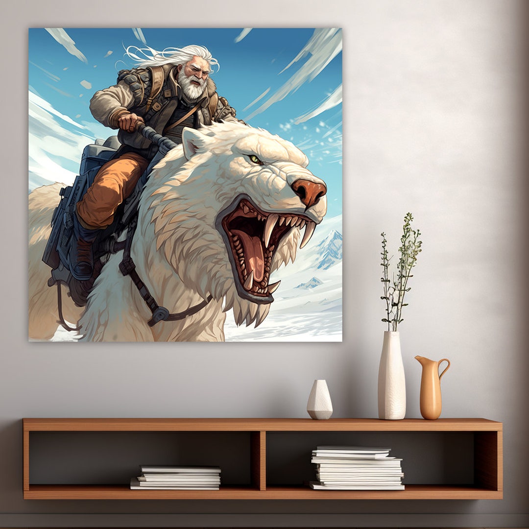 Sabertooth Tiger Jockey Cell Shaded Art Poster, Sabertooth Tiger Poster ...