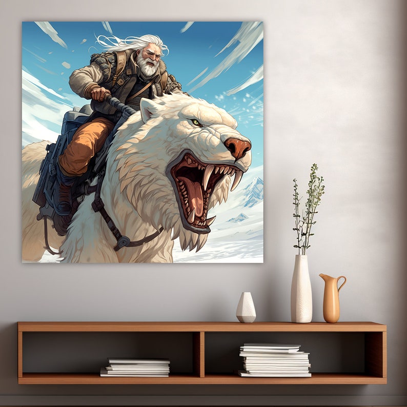 Sabertooth Tiger Jockey Cell Shaded Art Poster, Sabertooth Tiger Poster ...