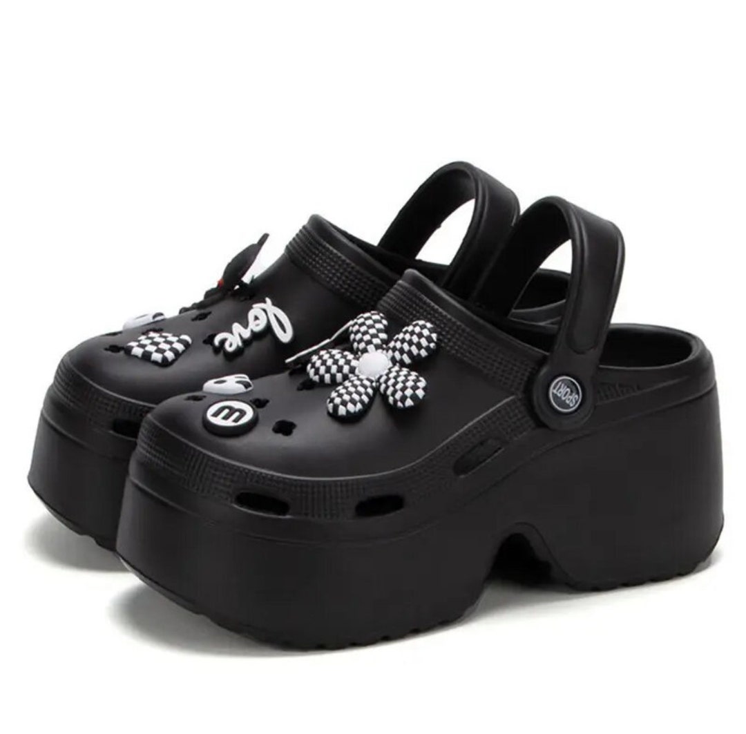 Platform Crocs/clogs, With Back-strap, Non-slip, for Women With Charms ...