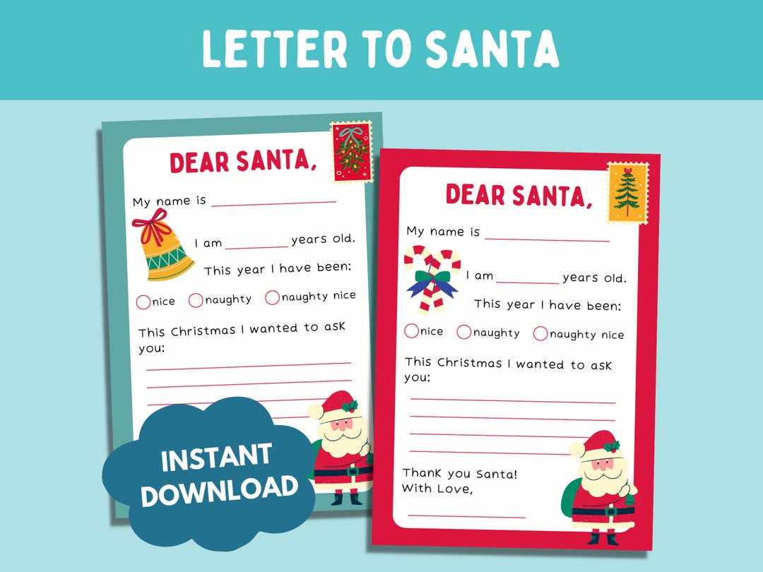 Letter to Santa, Dear Santa Printable, Kids Letter to Santa, Christmas ...