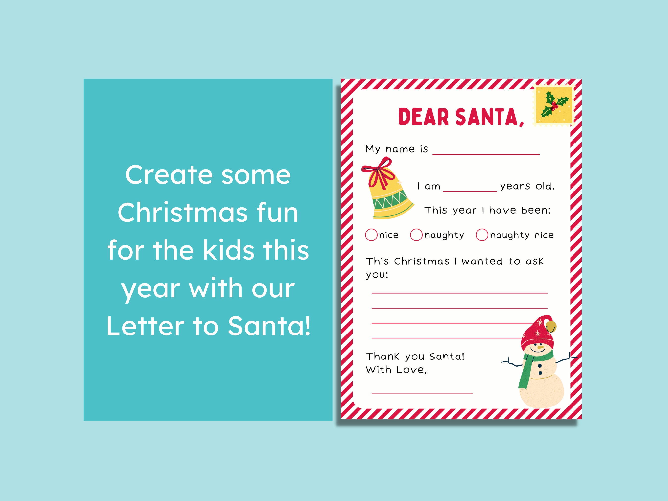 Letter to Santa, Dear Santa Printable, Kids Letter to Santa, Christmas ...