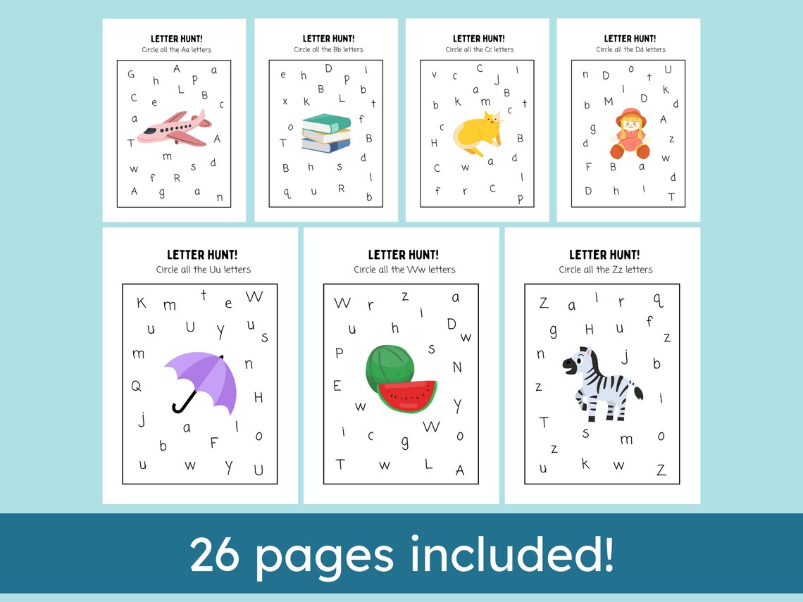 Letter Find Worksheets Upper & Lowercase Letters Alphabet - Etsy