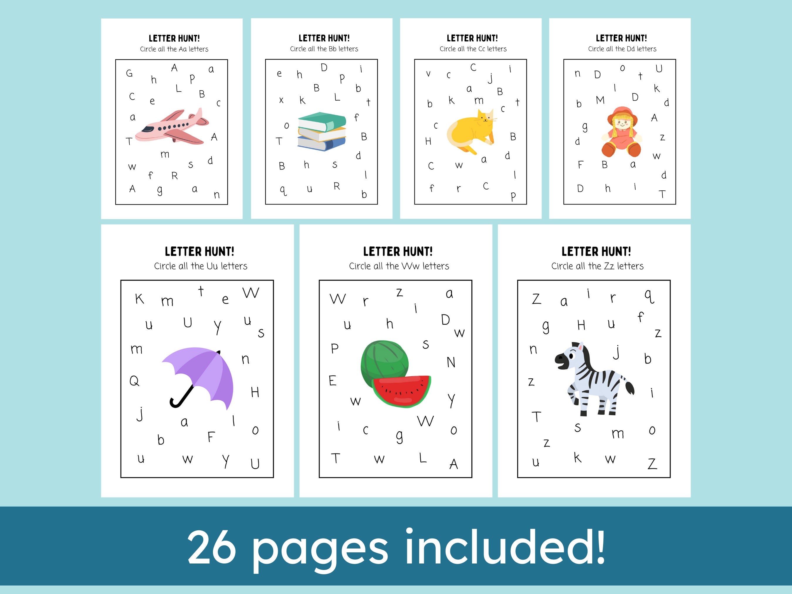 Letter Find Worksheets, Upper & Lowercase Letters, Alphabet, Letter ...