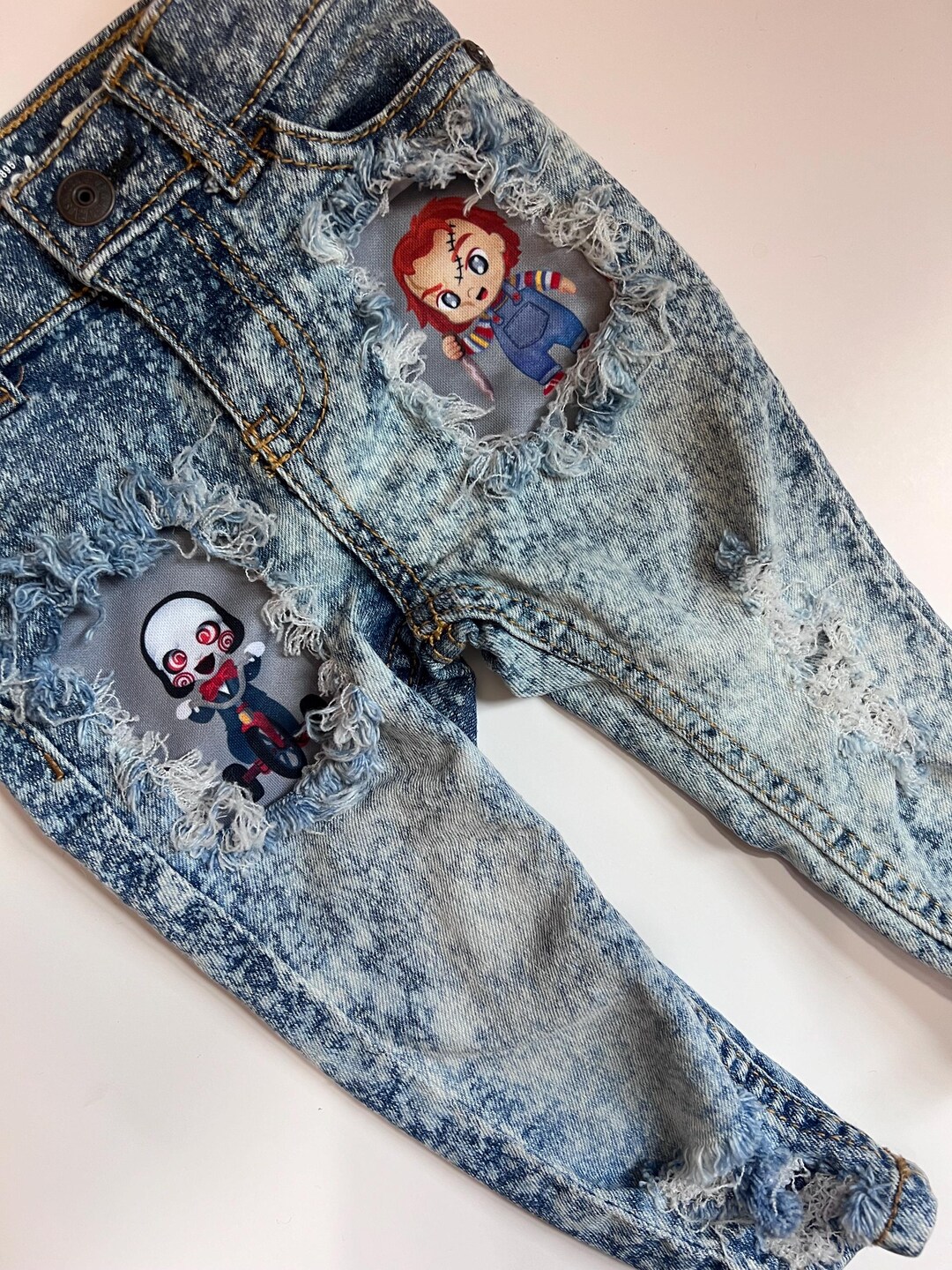 Halloween Distressed Jeans for Kids - Etsy