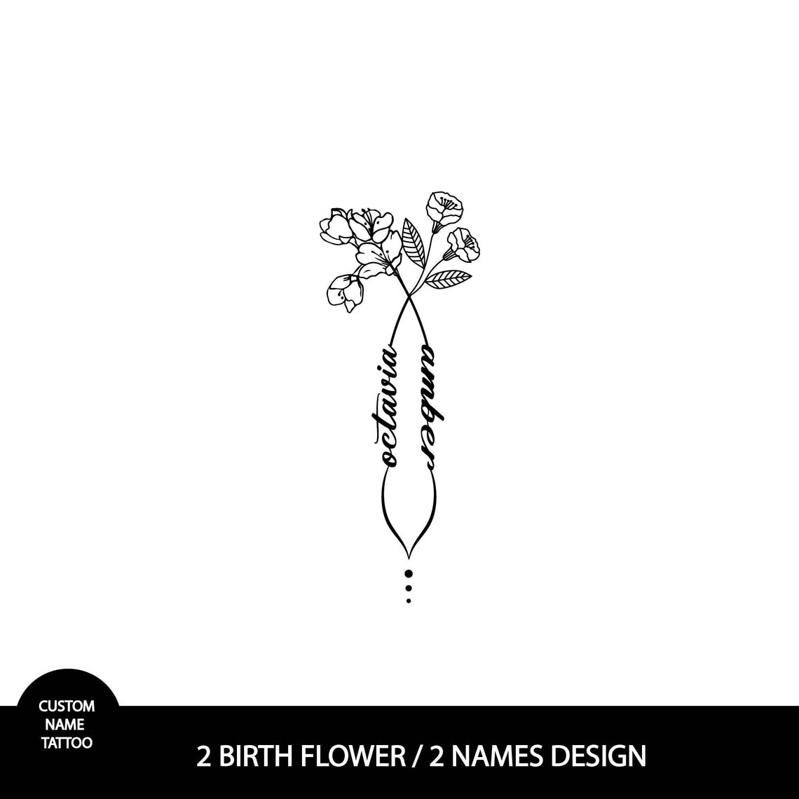 Birth Month Flowers Tattoo, Birth Flower and Name Svg, Birth Month ...