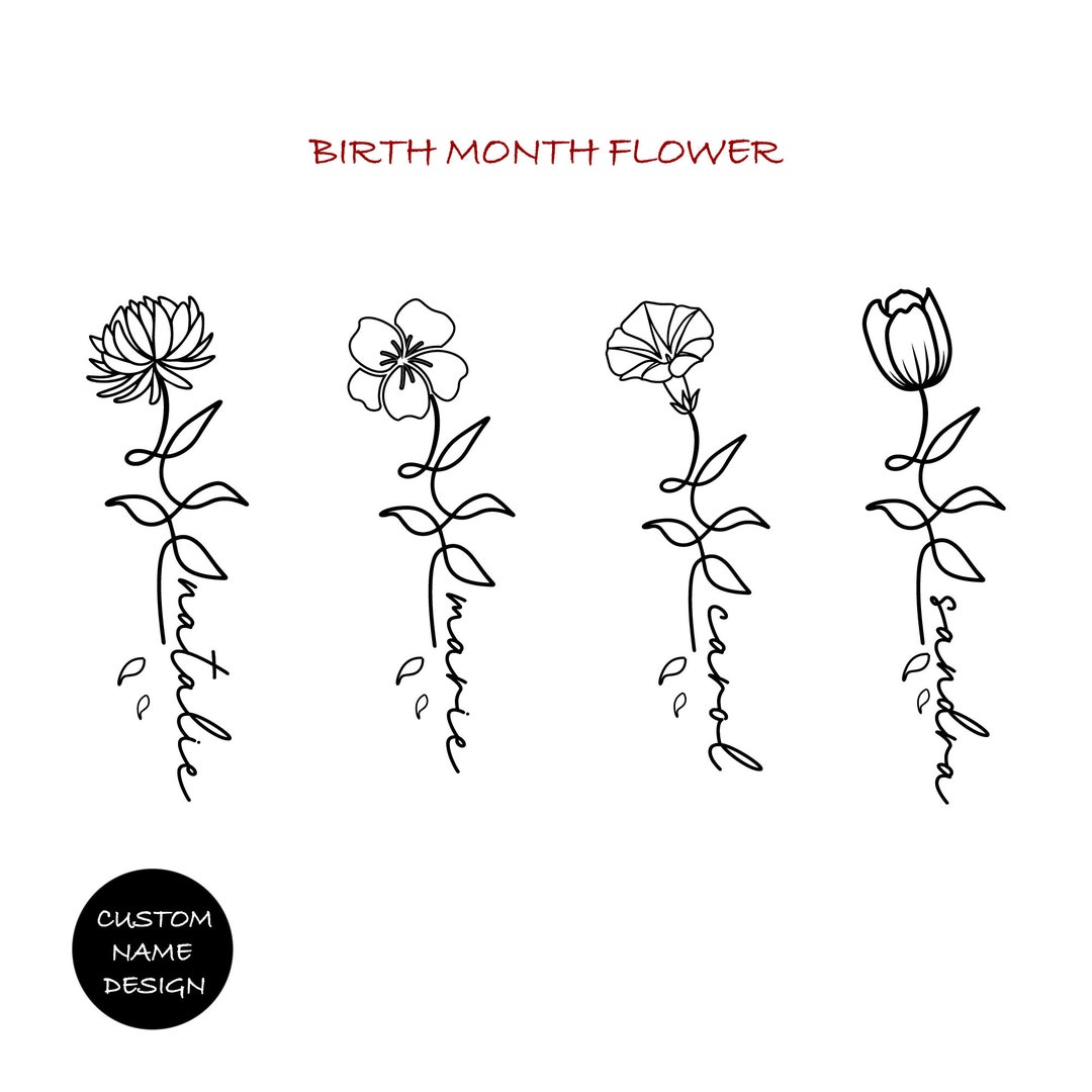 Custom Birth Month Flower and Name Tattoo Design - Etsy