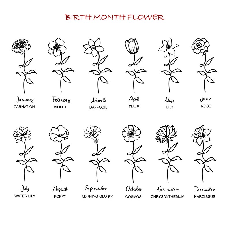 Custom Birth Month Flower and Name Tattoo Design - Etsy