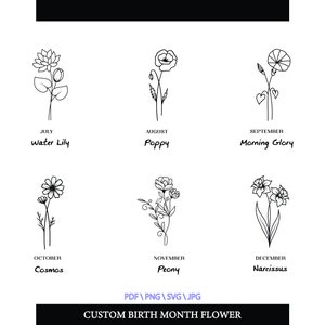 Personalized Birth Flower Tattoo Design: Custom Name (digital Download ...