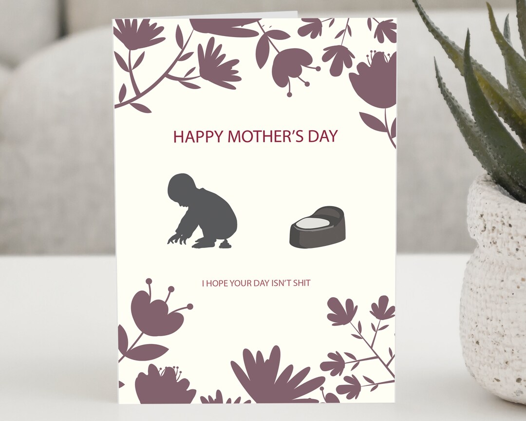 Funny Mother's Day Card Mothers Rock Toddler Baby Shit Shitting Poop ...