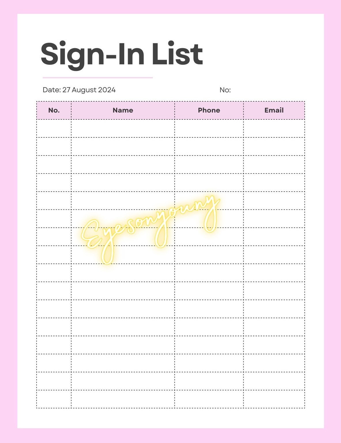 Digital Sign in Sheet printable - Etsy
