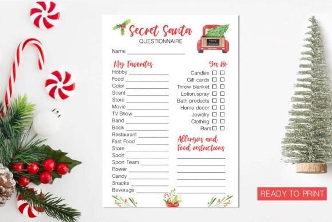 Cuestionario Secreto de Santa Imprimible / Descarga - Etsy México