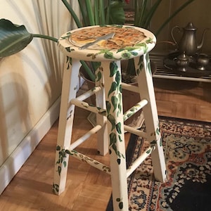 Peach Pie on a Hand Painted Bar Stool! - Etsy