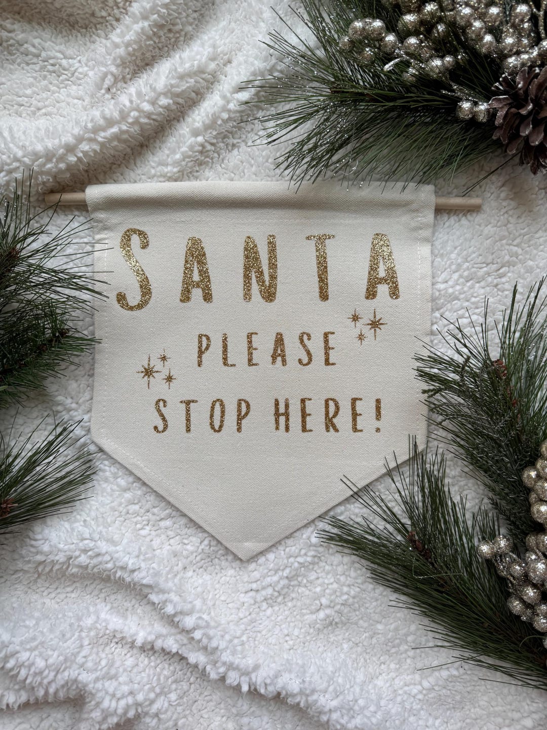 Santa Please Stop Here Sign Canvas Banner Christmas Banner Christmas ...