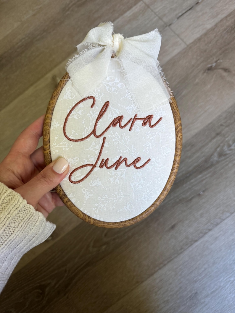 Personalized Baby Name Announcement Sign - Embroidered Newborn ...