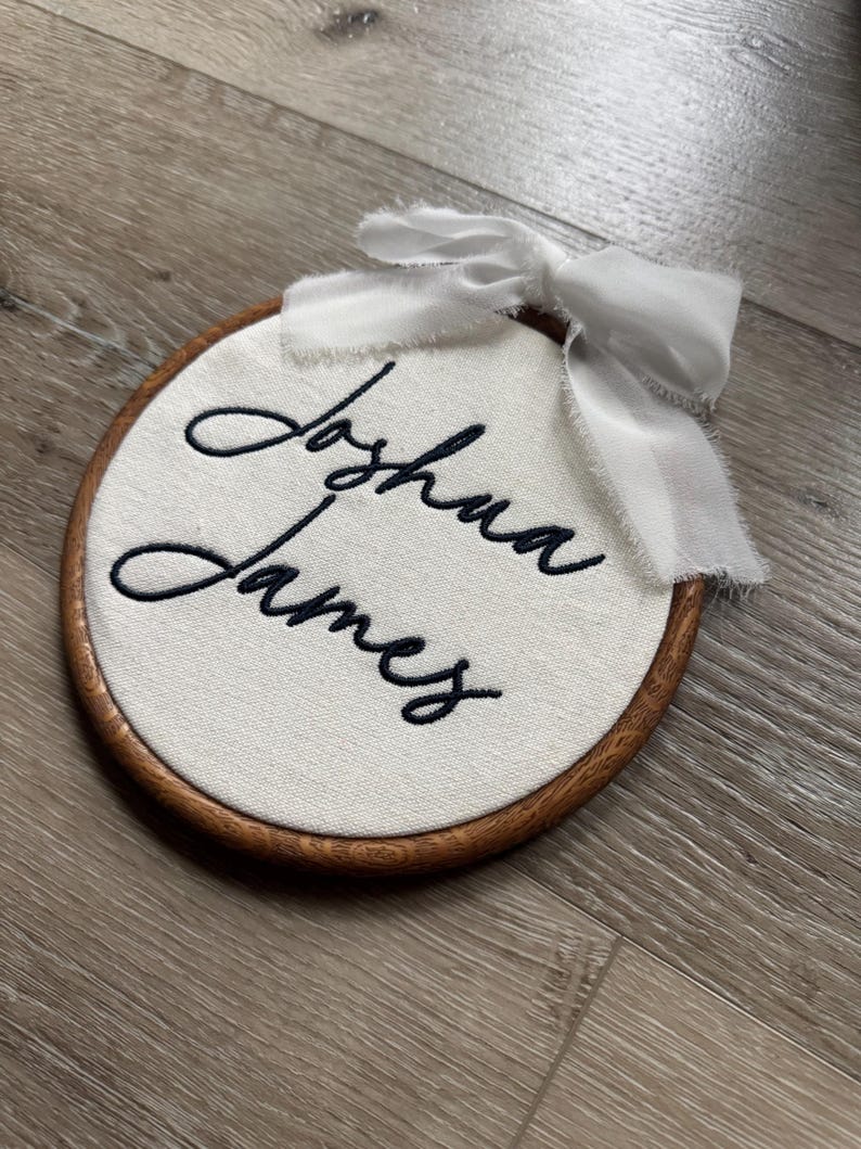 Personalized Baby Name Announcement Sign - Embroidered Newborn ...